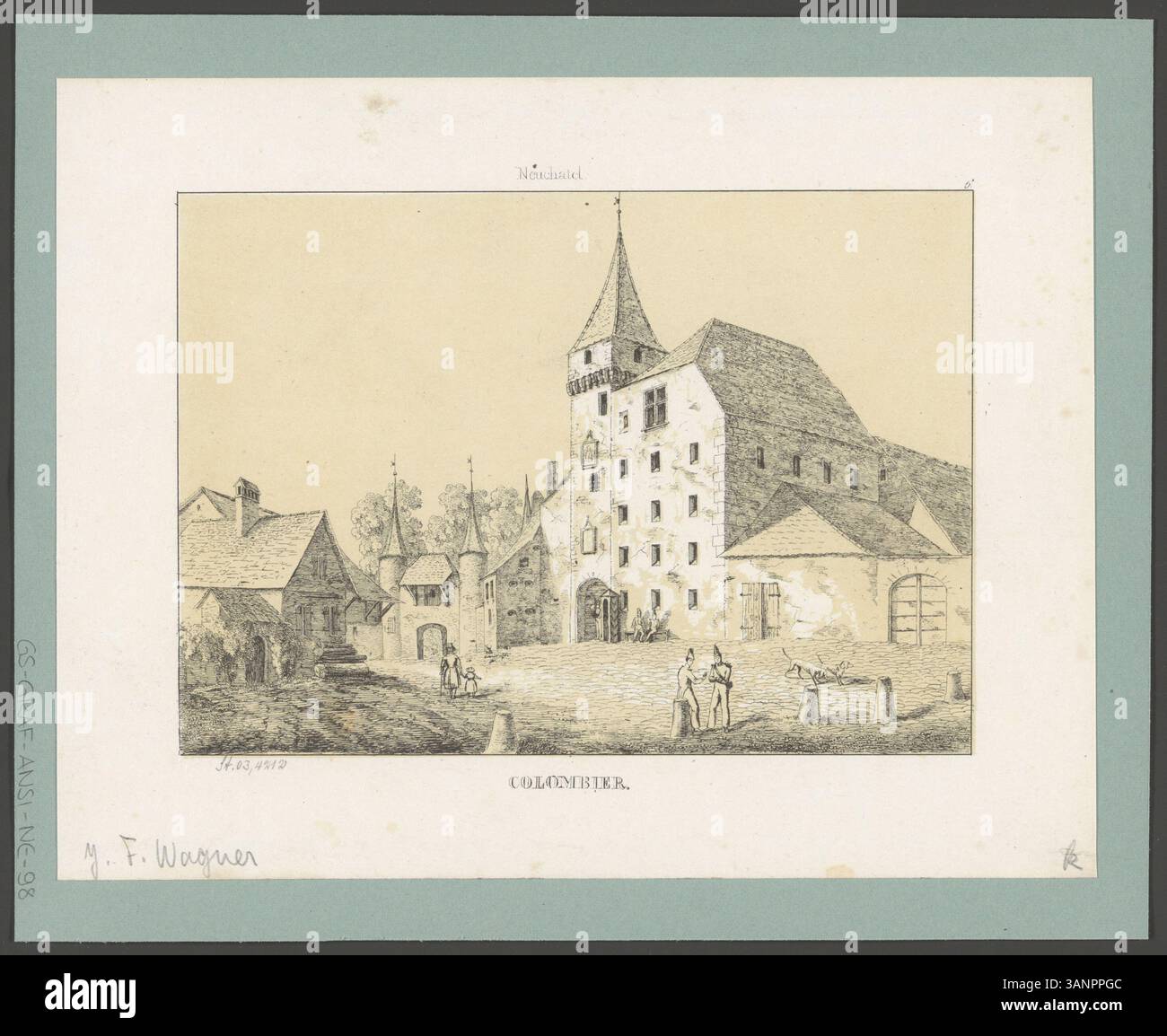 A lithograph by Johann Friedrich Wagner from 1840-1844 showing the town ...