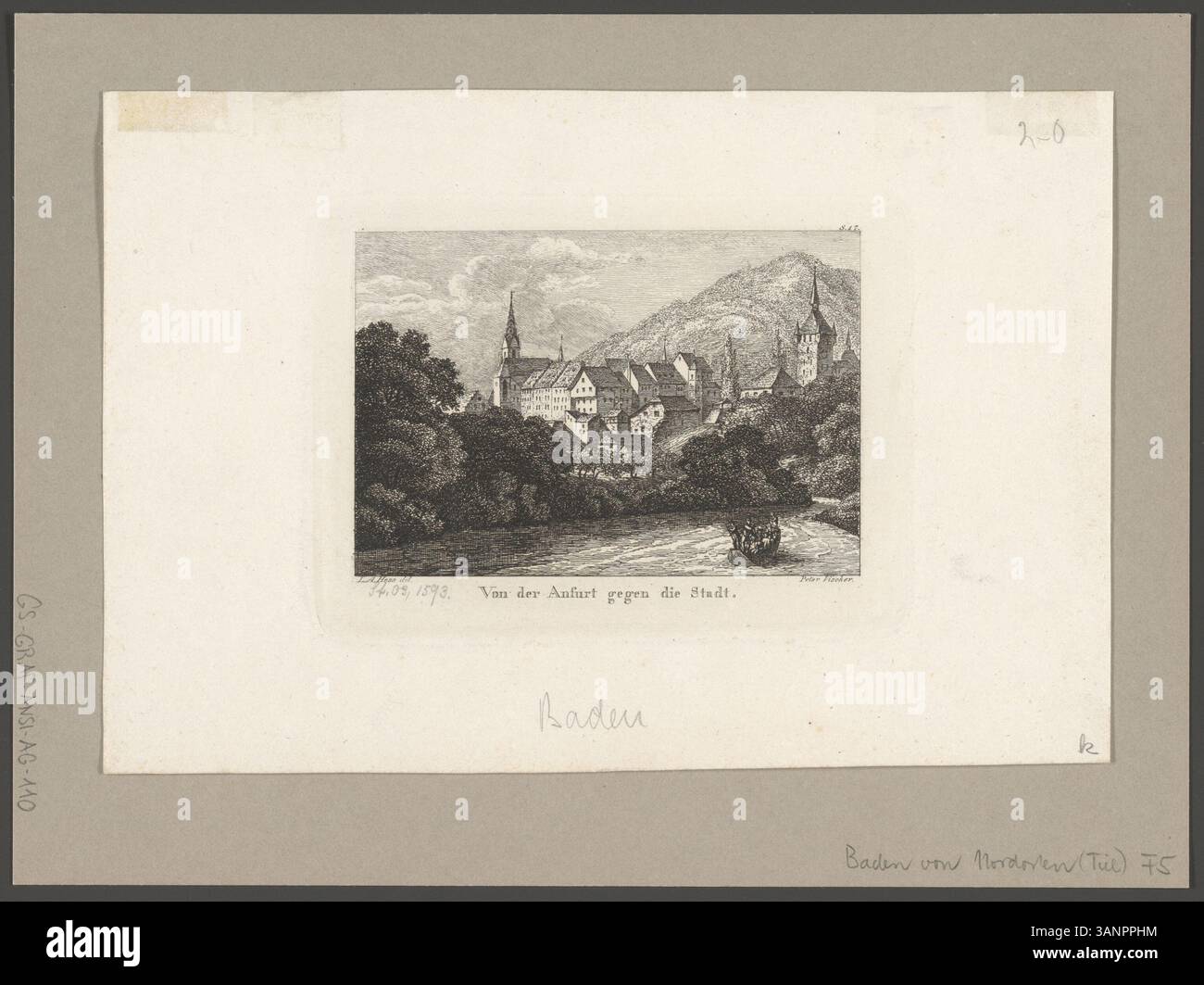 Etching print by Ludwig Adolf Hess and Peter Vischer, 1818, showing a ...