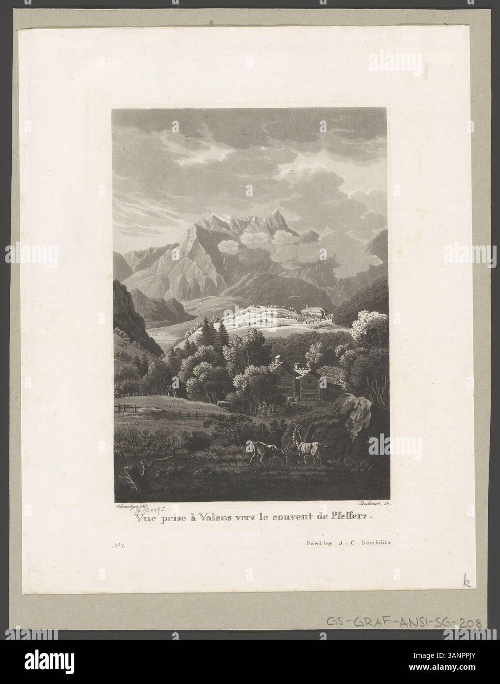 Aquatint print by Wilhelm Rudolf Scheuchzer and Rudolf Bodmer, showing ...