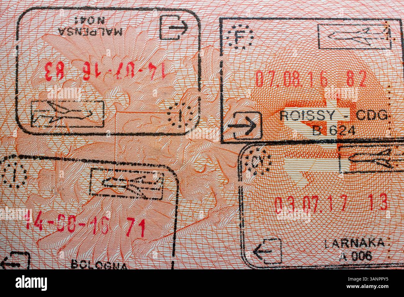 passport pages filled with immigration stamps from different countries ...