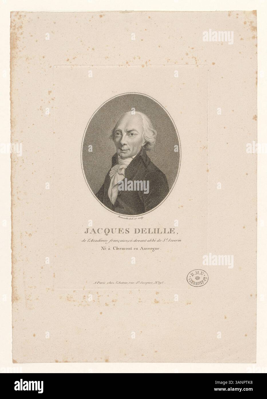 Intaglio print of Jacques Delille, an academician and former abbé of St ...
