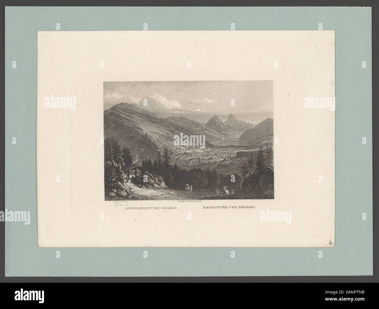 Johannes Ruff's etching and aquatint print depicts the Ecroulement de ...