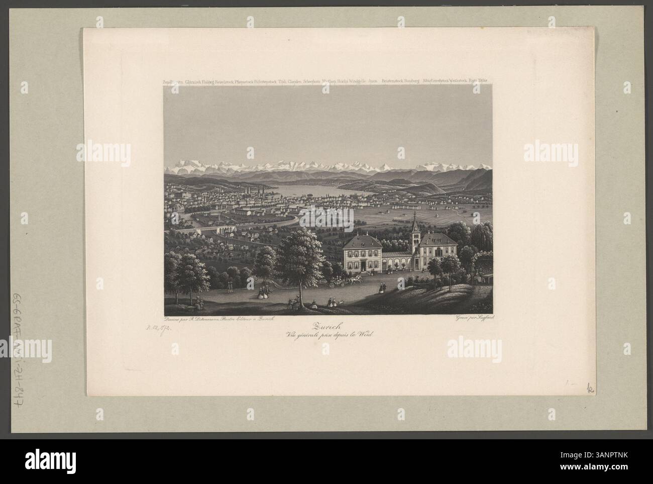 An aquatint print depicting Zurich from Weid, created between 1864 and 1895. The work was made ...