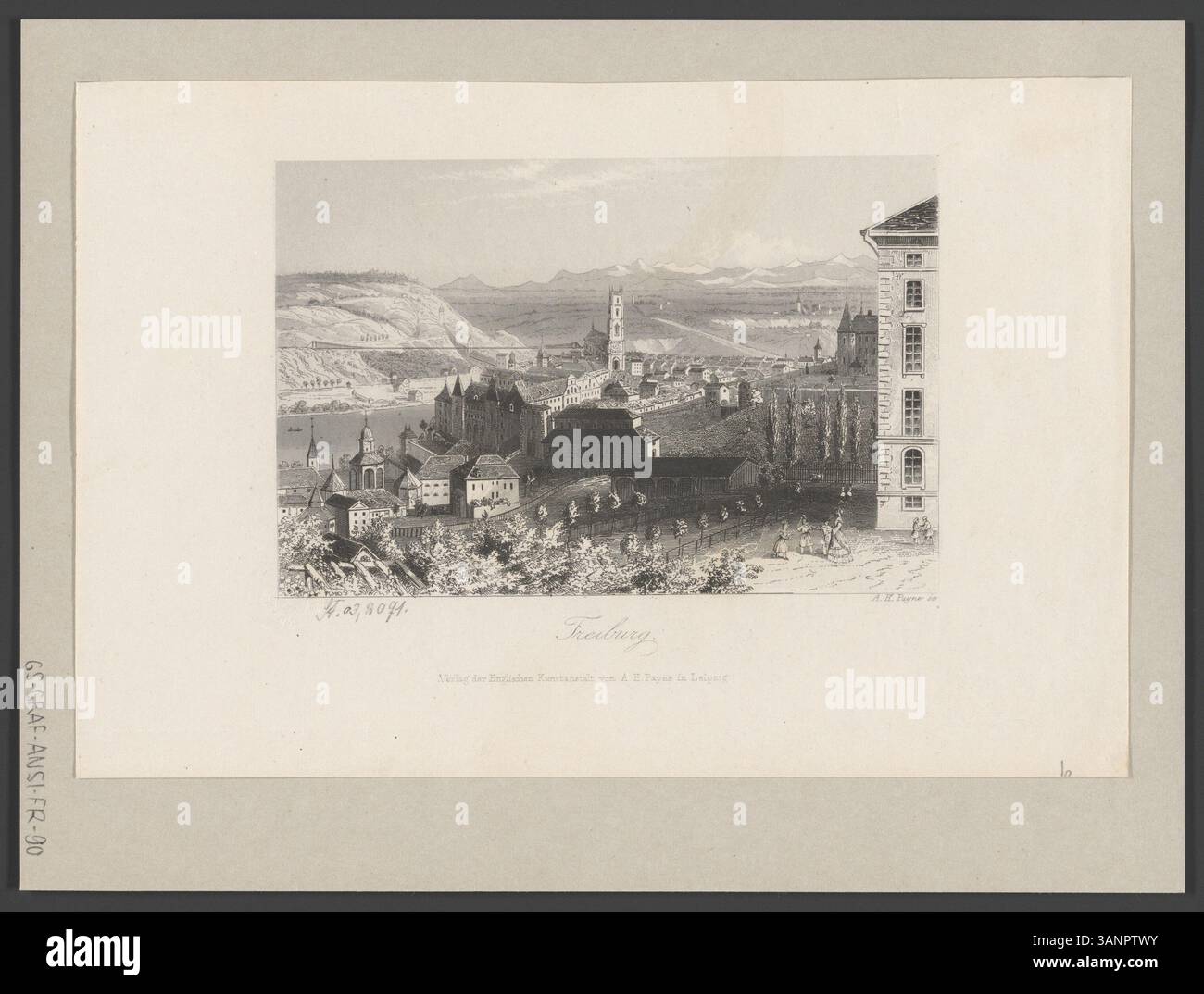 This 1845 steel engraving by Albert Henry Payne depicts Freiburg ...
