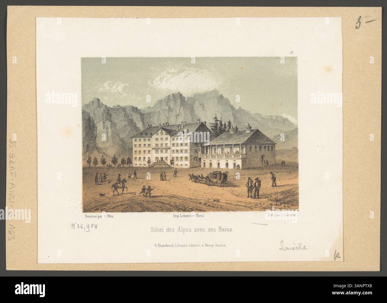 The lithograph by Raphael Ritz, created in 1851, shows the Hôtel des ...