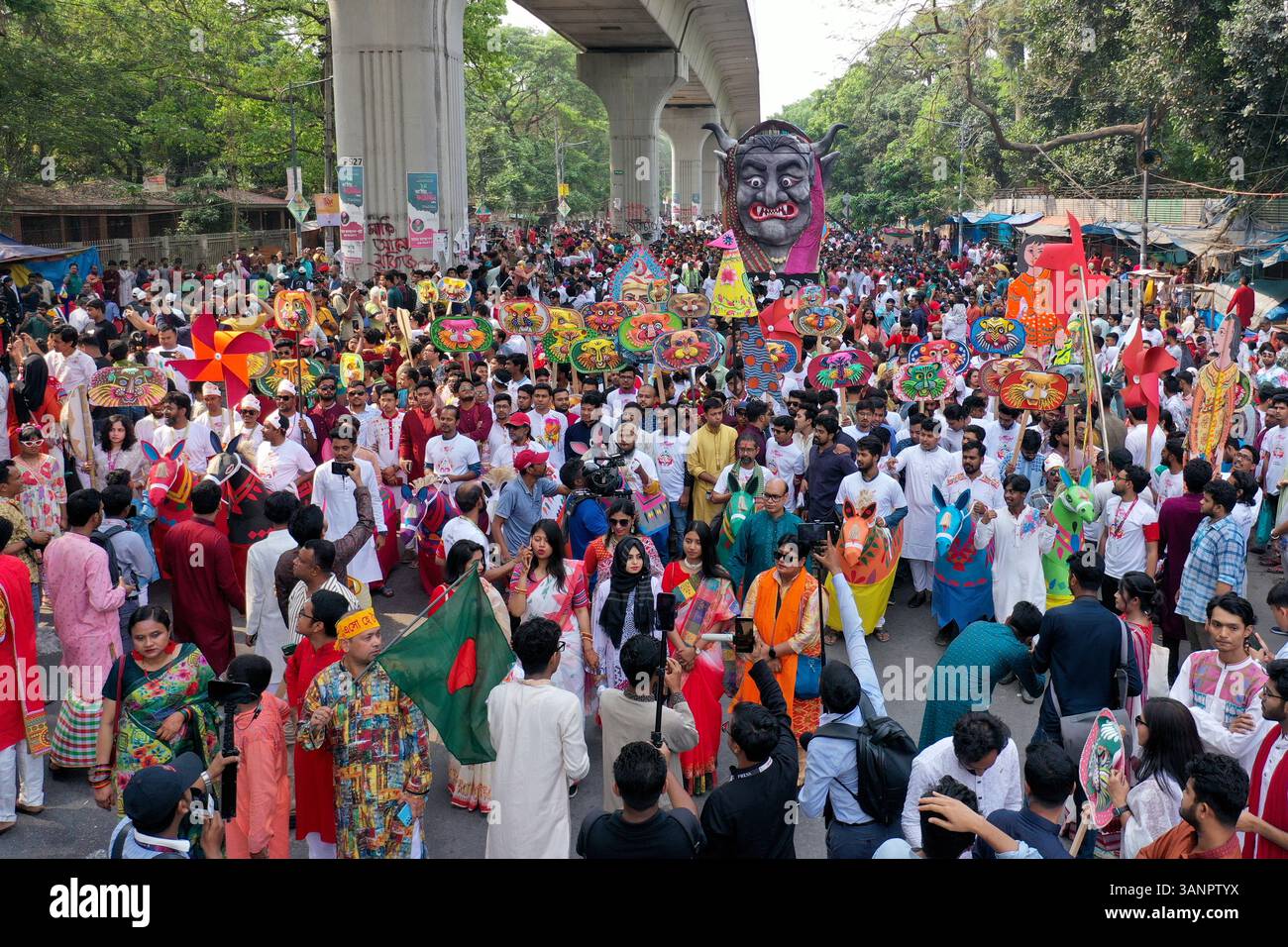 Dhaka, Bangladesh - April 14, 2025: Bangladeshi people attend Ananda ...