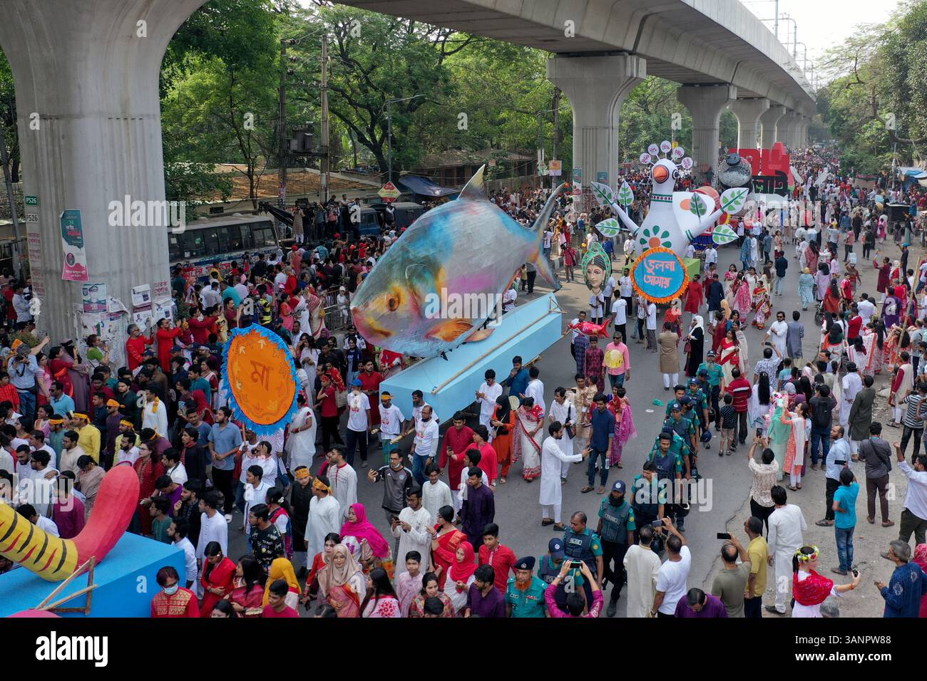 Dhaka, Bangladesh - April 14, 2025: Bangladeshi people attend Ananda ...