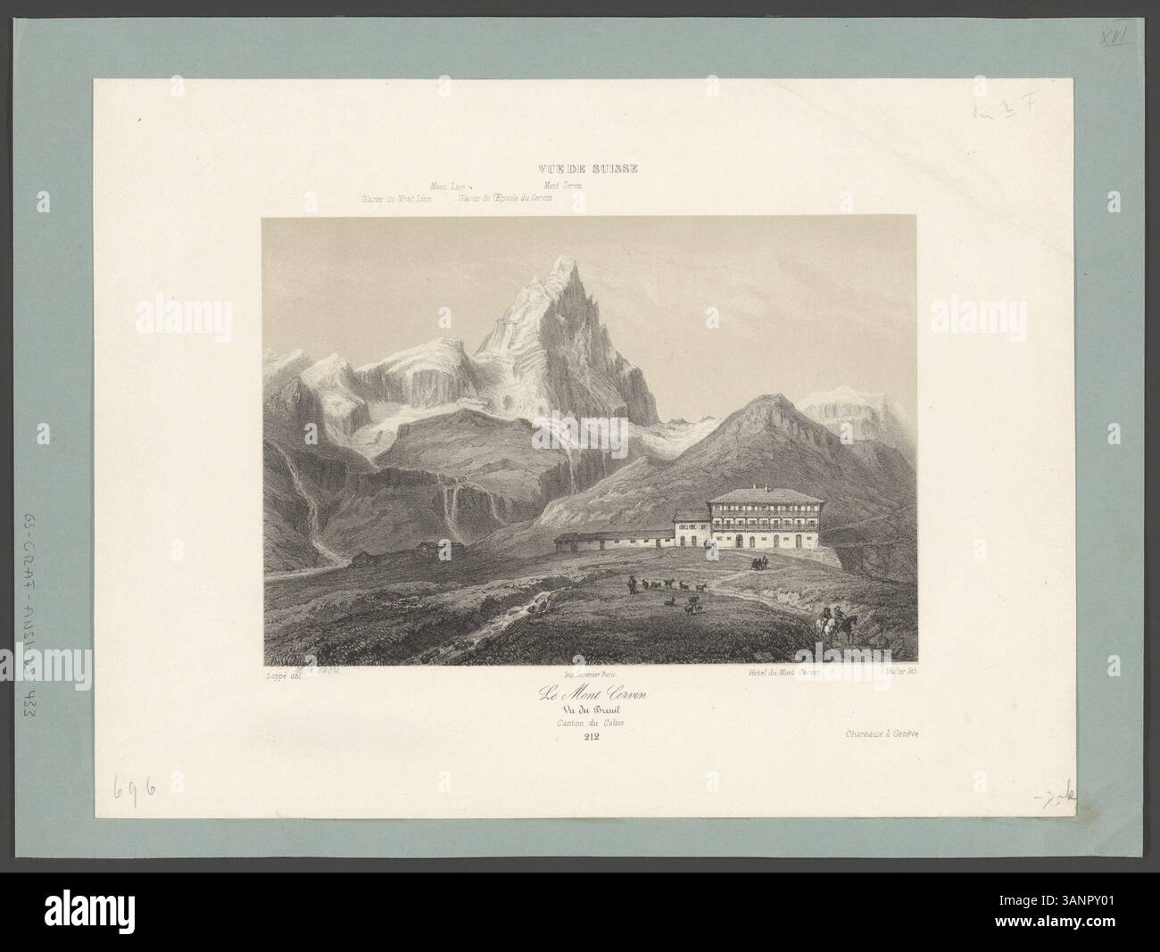 Print by Gabriel Loppé and Théo Muller of Mont Cervin from Breuil ...