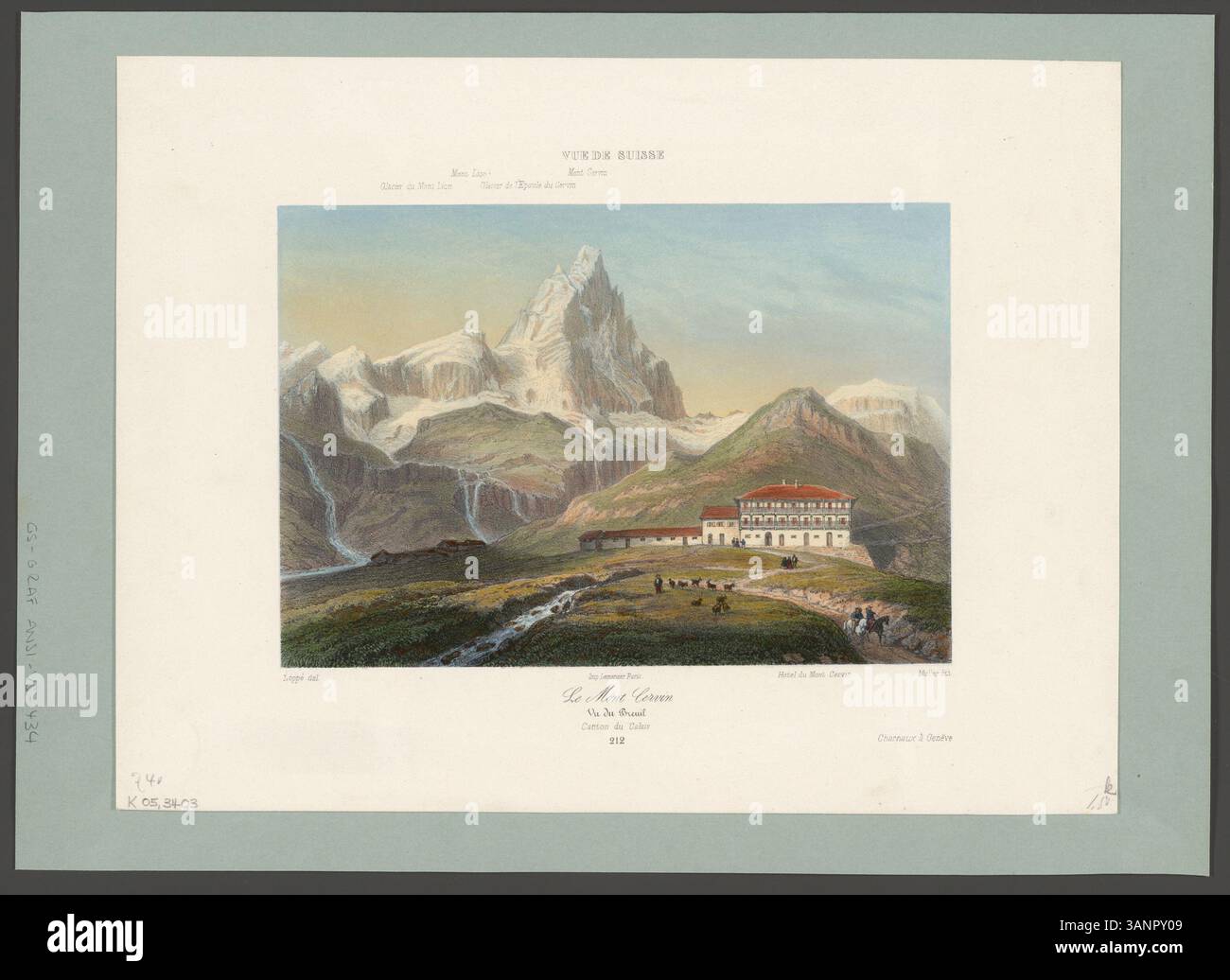 Print by Gabriel Loppé and Théo Muller, showcasing Mont Cervin with ...