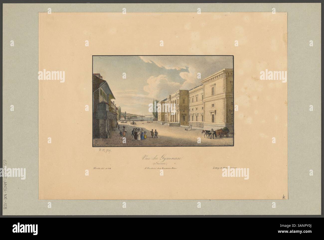 Lithograph titled 'Vue du Gymnase' by Friedrich Wilhelm Moritz and ...