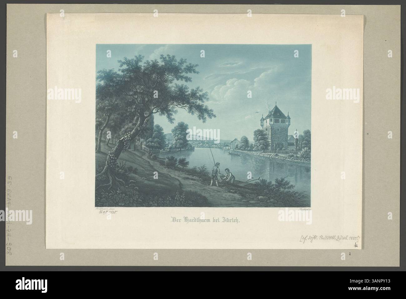 Aquatint print by Brüllmann, showing the Hardturm in Zurich. The print ...