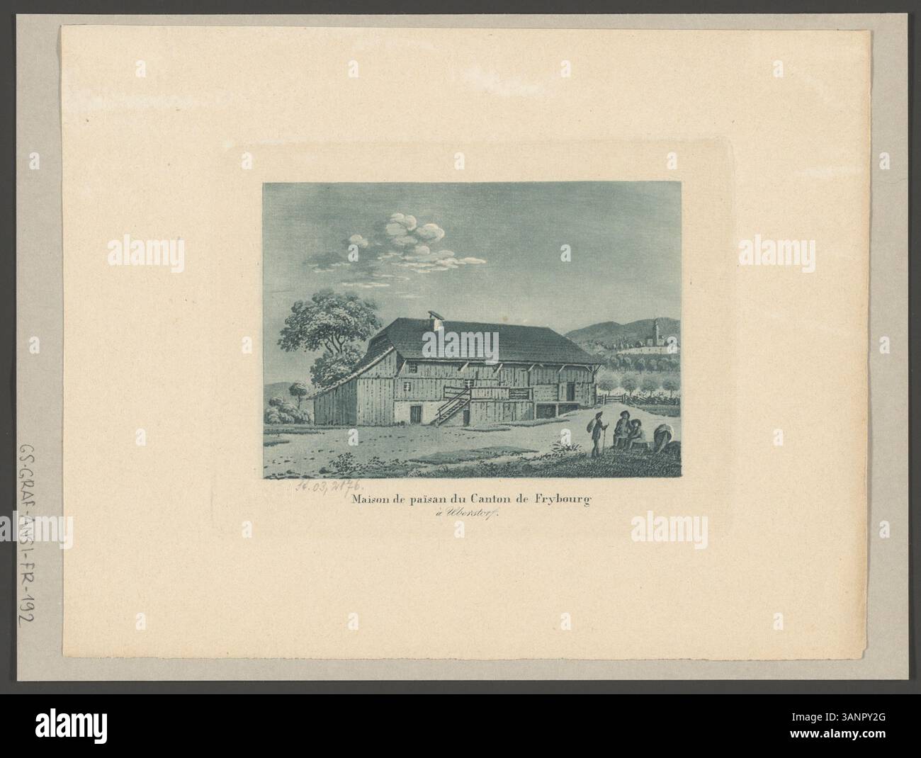 This circa 1830 aquatint and etching print depicts a traditional ...