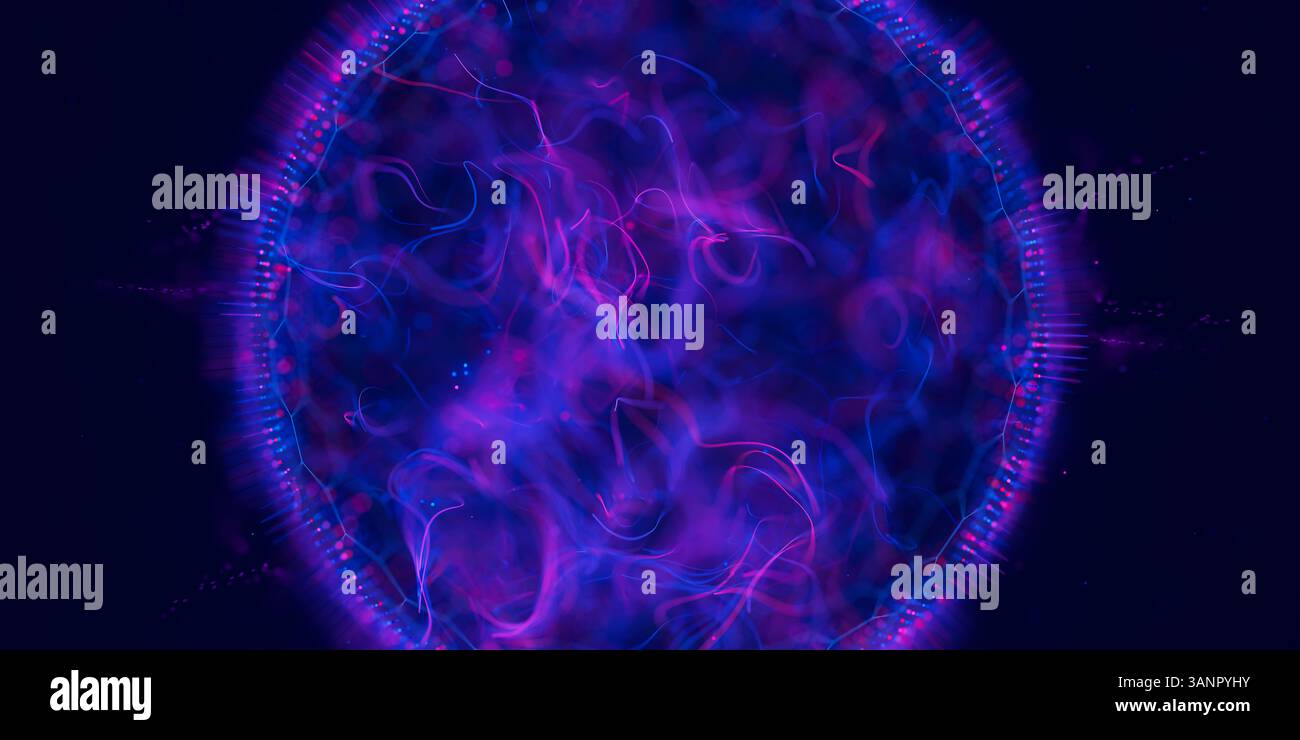 Abstract Macro Of Quantum Computing Qubit Spherical Cell Subatomic