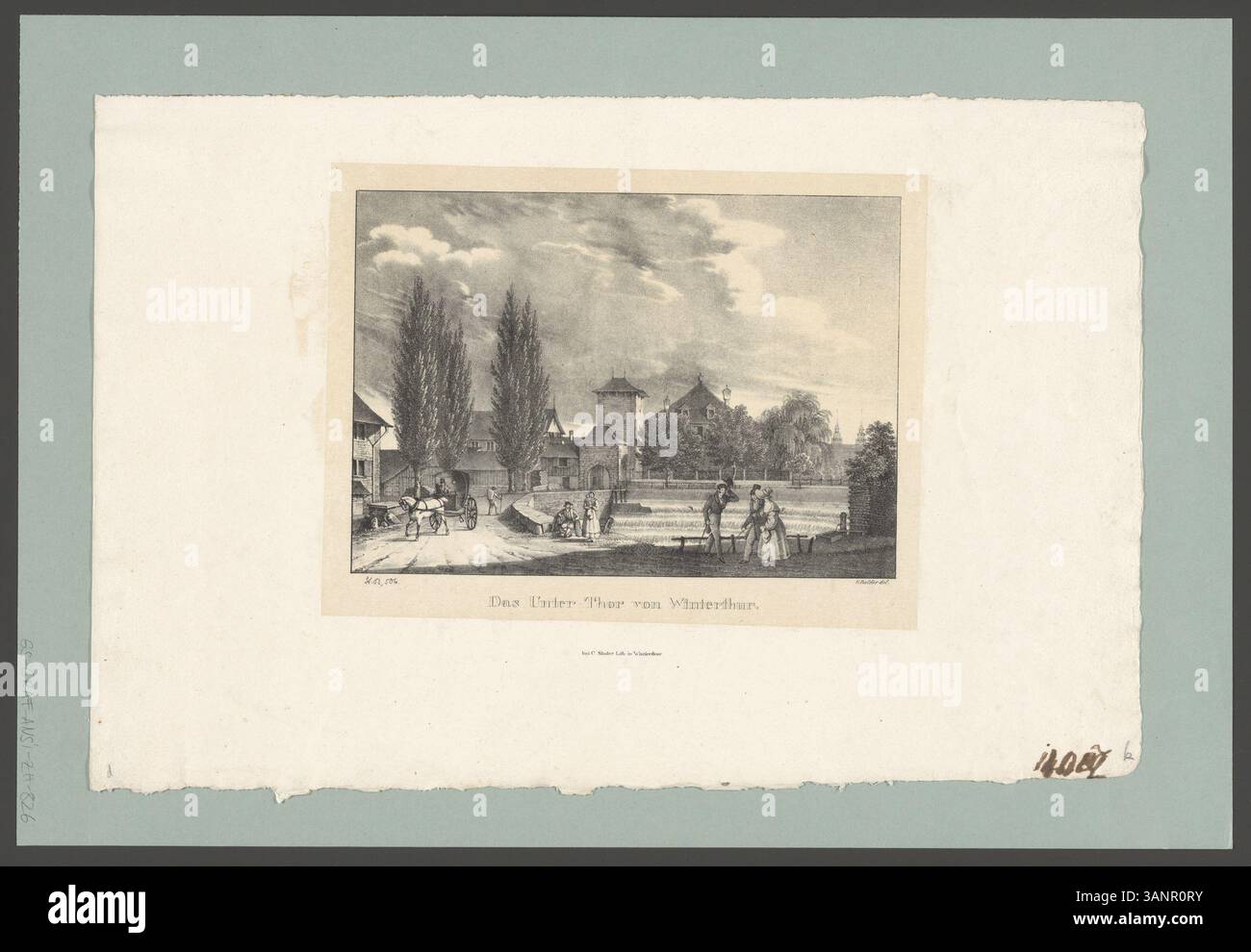 The print depicts the Unter-Thor (Lower Gate) of Winterthur ...