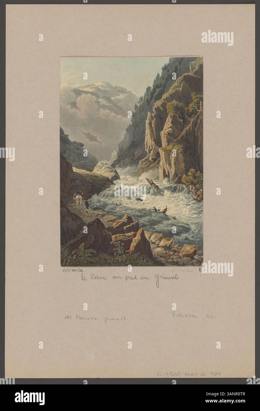 This 1829 aquatint print by Maximilien de Meuron and Johann Jakob Falkeisen depicts the Rhone ...