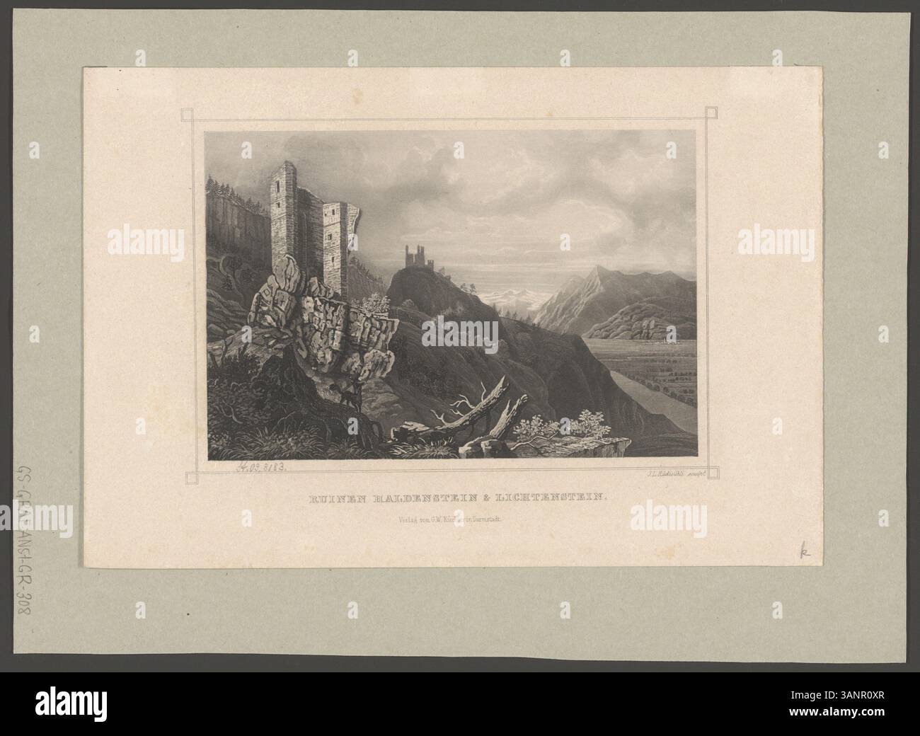 This print, created by Jakob Lorenz Rüdisühli, depicts the ruins of ...