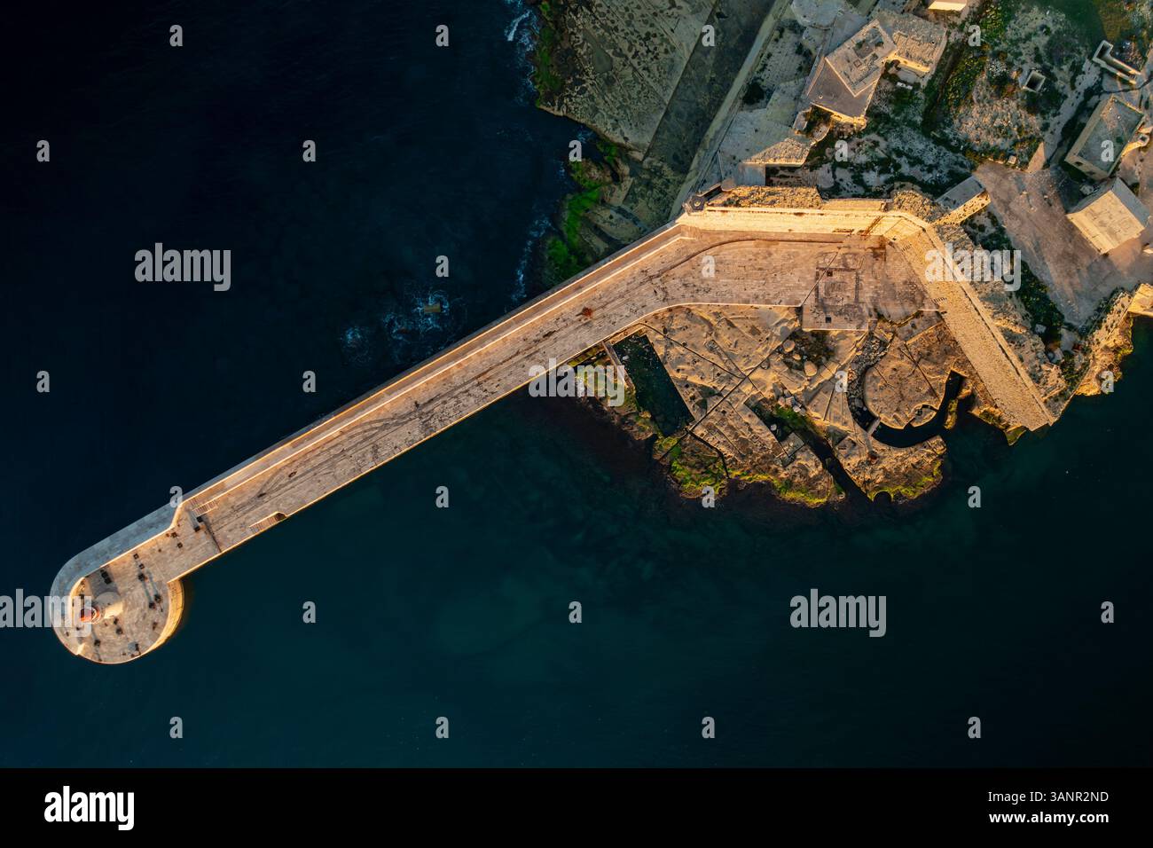 Aerial view of Fort Ricasoli and Valletta with stunning Mediterranean ...