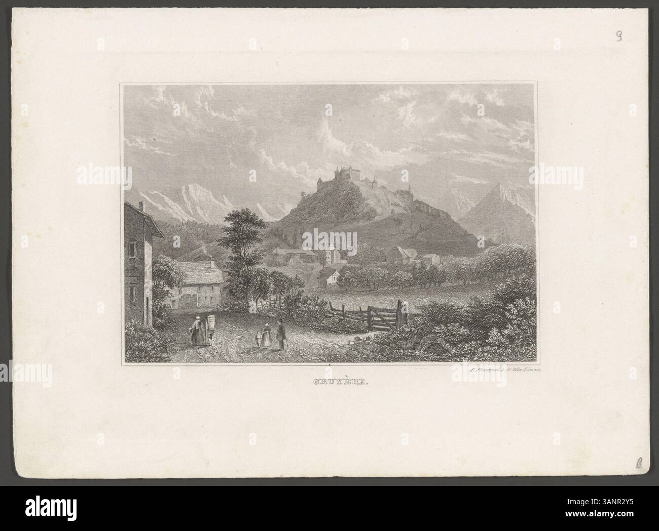 A steel engraving print from the 19th century by Carl Ludwig Frommel ...