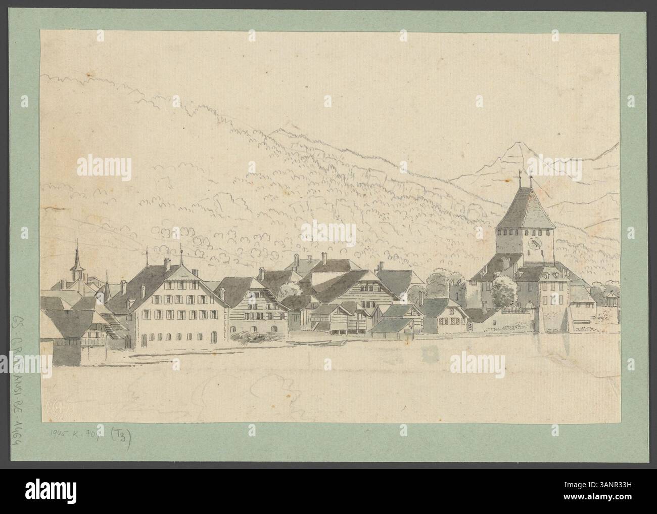 This 19th-century drawing, executed in pencil and pen on paper, depicts ...