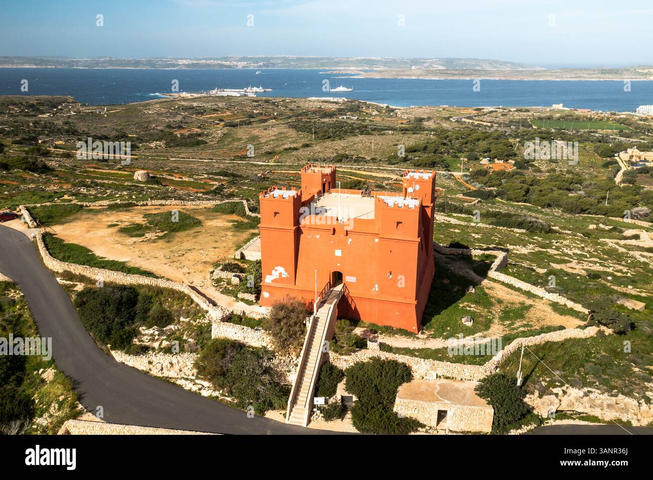 Red tower in malta drone hi-res stock photography and images - Alamy
