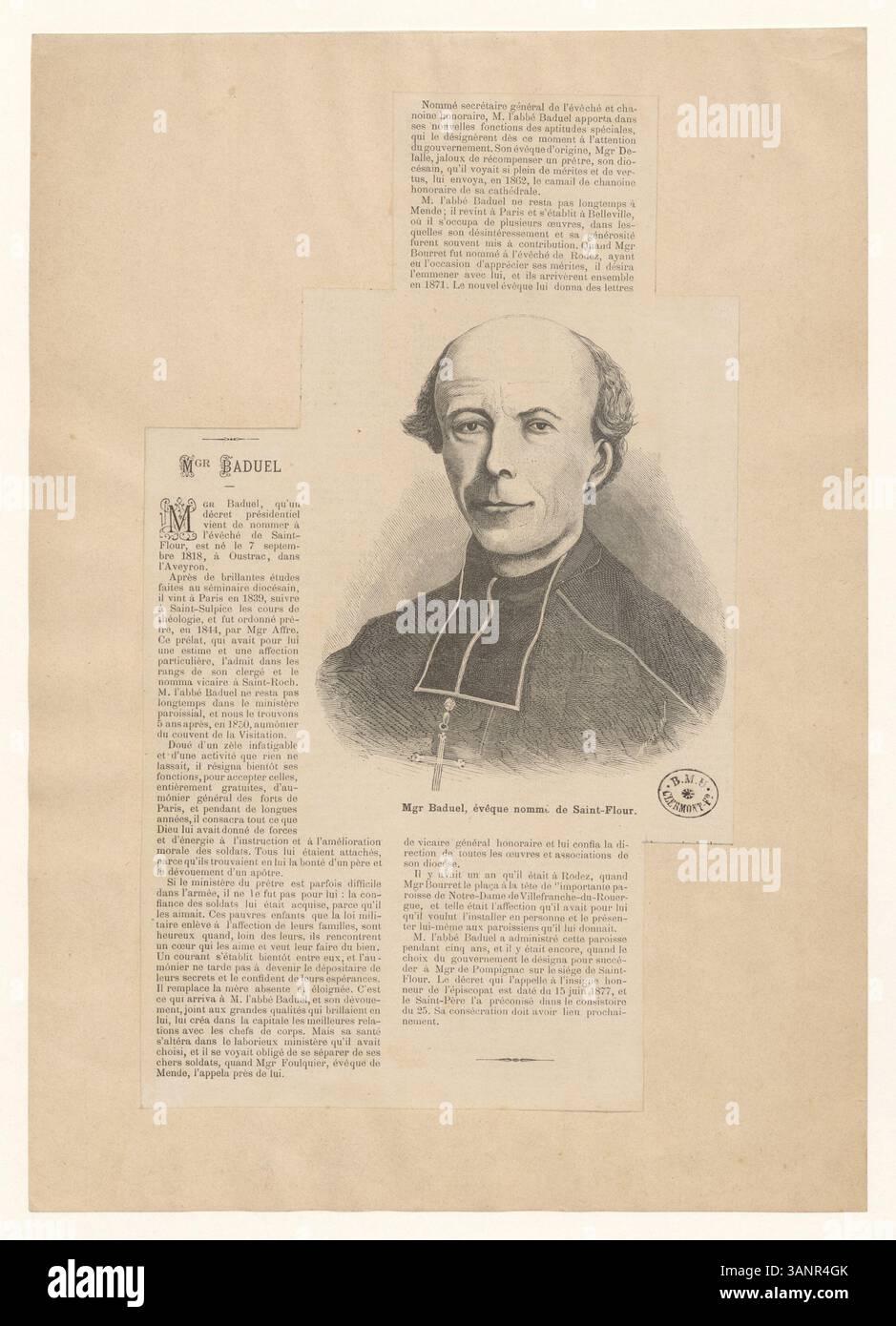 This wood engraving represents Mgr Baduel, who was appointed as Bishop ...