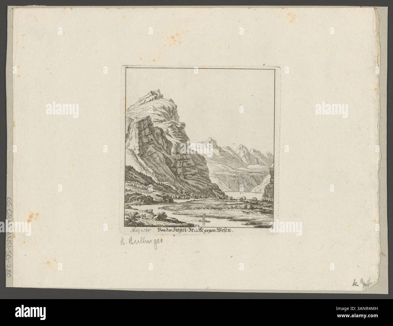 Etching by Johann Balthasar Bullinger depicting the view from ...
