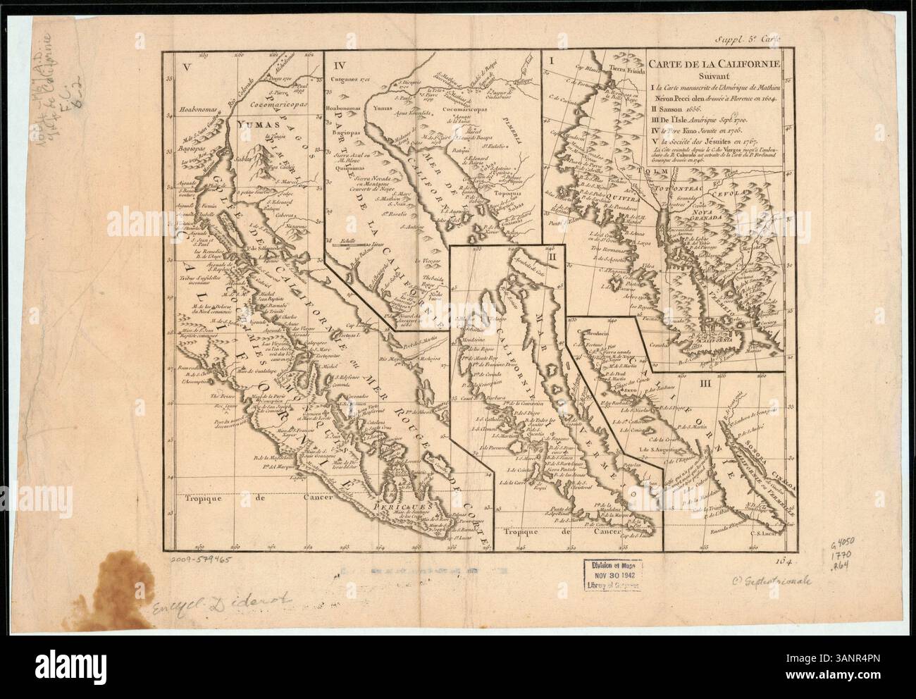 'Carte de la Californie' is a 1770 map showing California's ...