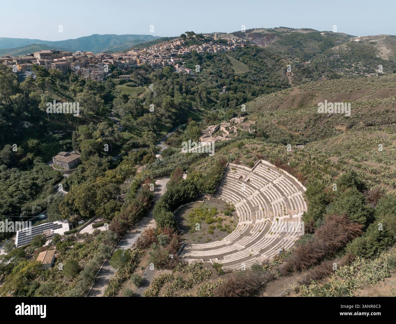 Aerial view of Theater Cunziria, Vizzini, Catania, Italy Stock Photo ...
