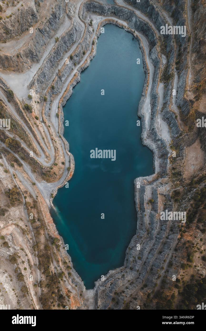 Aerial view of flooded quarry in Highbury, Adelaide, South Australia ...