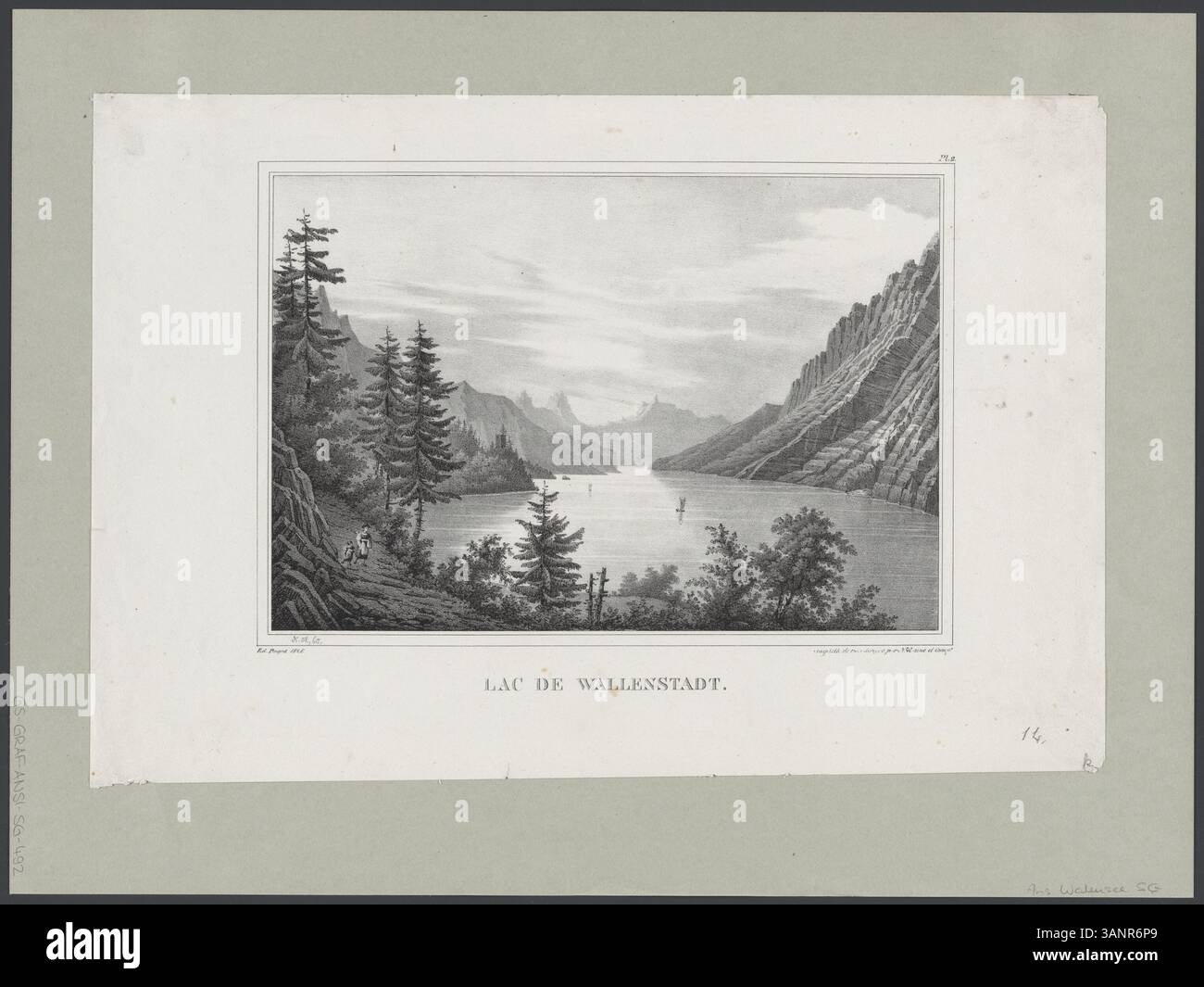 A lithograph from circa 1826 by Edouard Pingret, depicting Lake ...