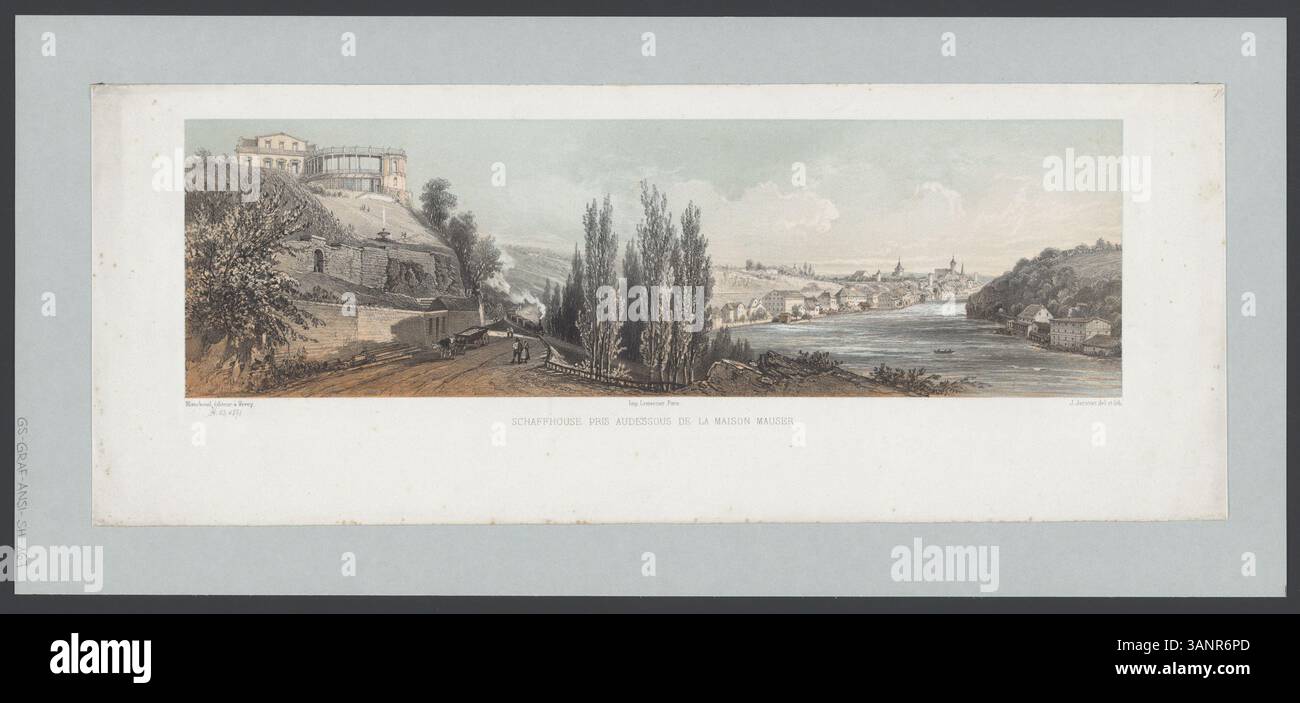 This lithograph by Jean Jacottet depicts Schaffhausen, viewed from ...