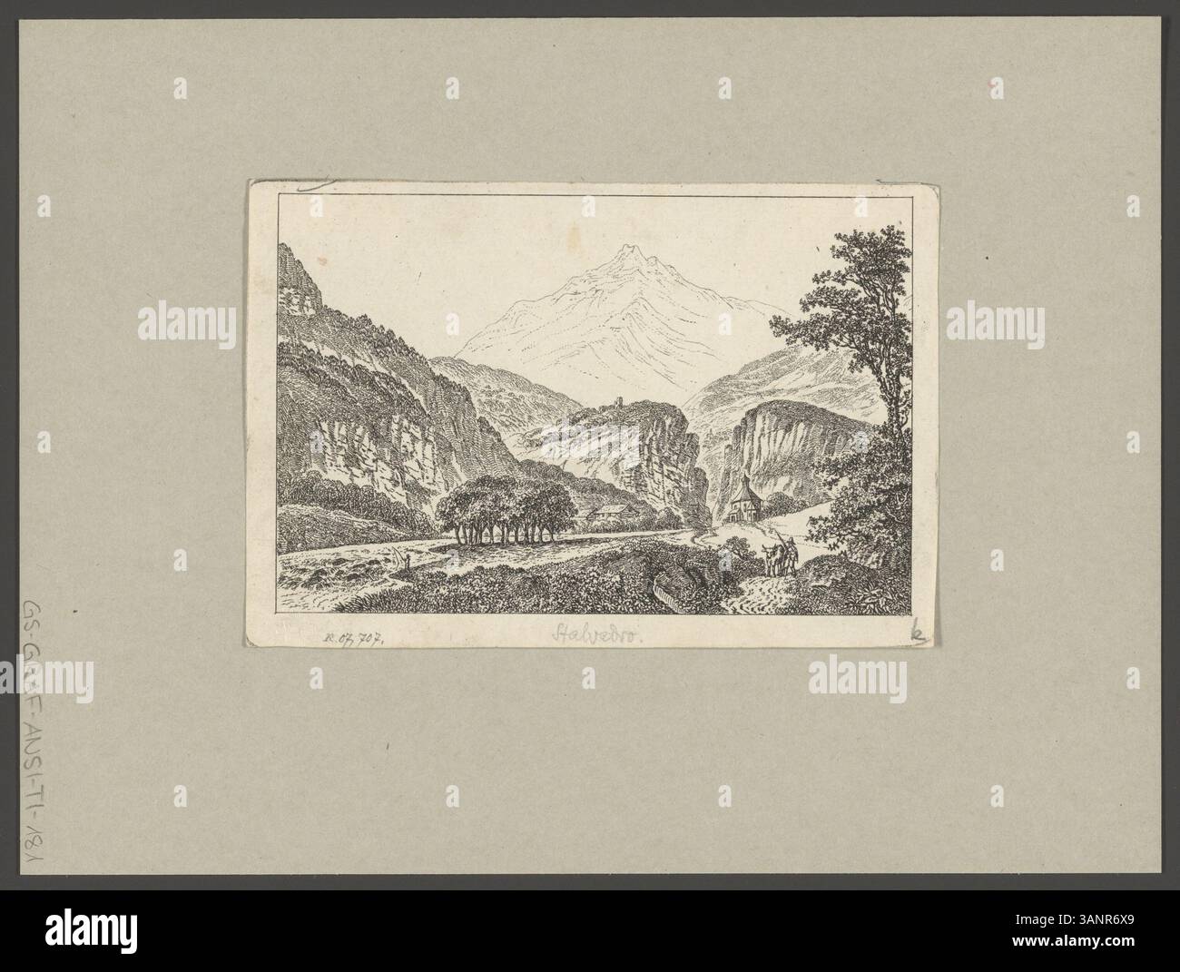 Etching from 1793 by Ludwig Hess, depicting the Livener-Thal valley ...