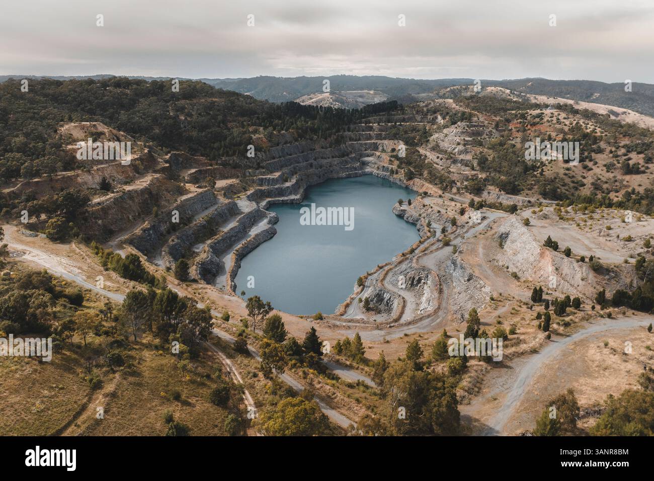 Aerial view of transparent water in flooded Highbury Quarry, Highbury ...