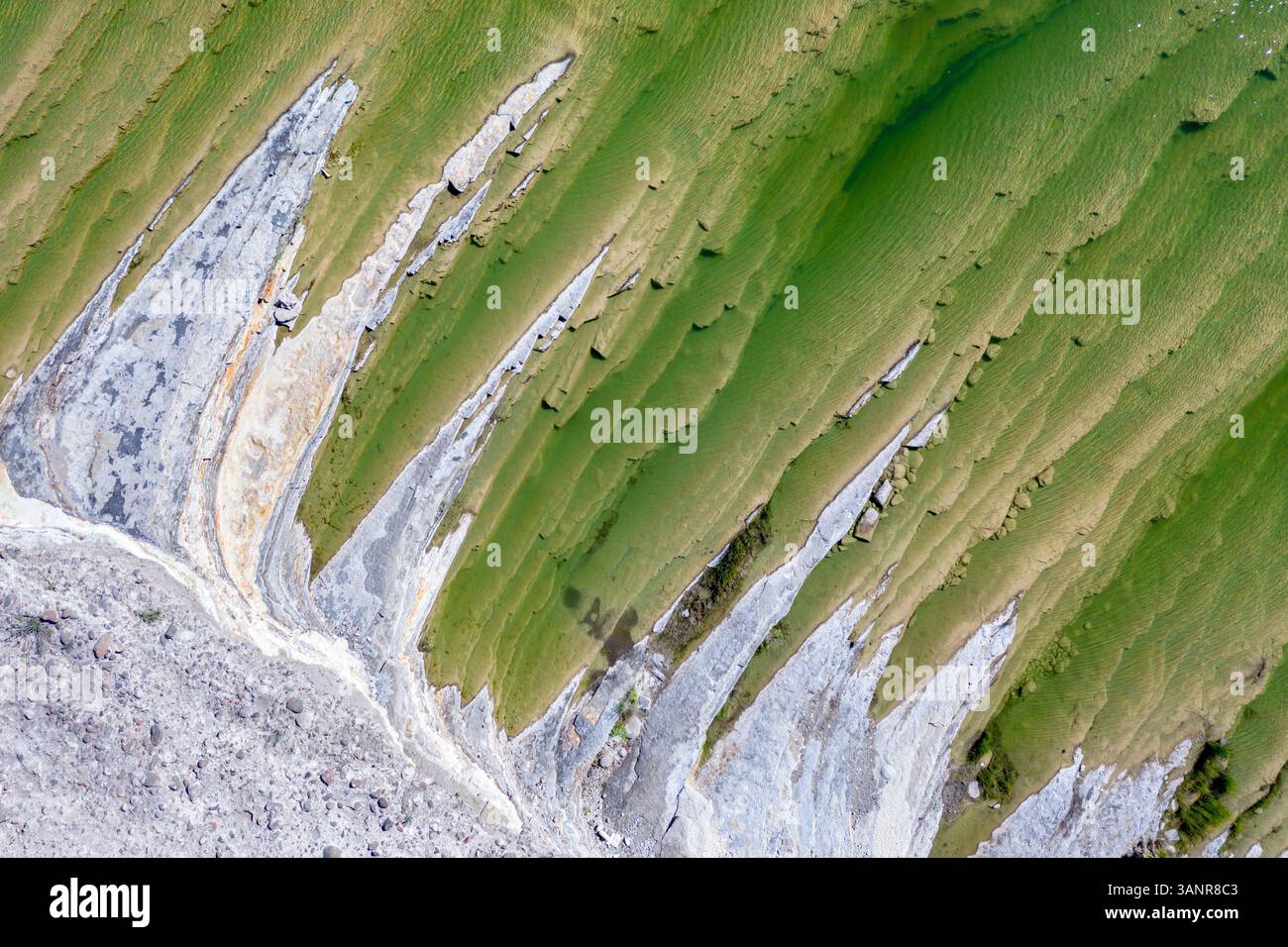 Aerial view of a majestic river with beautiful patterns and shapes in a ...