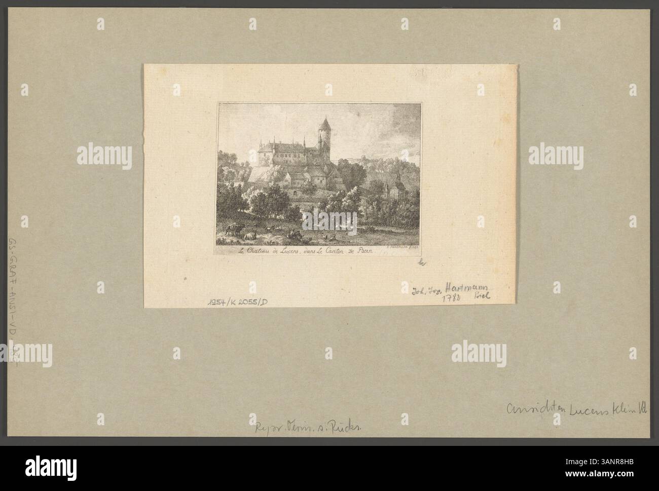 This 1782 etching by Johann Joseph Hartmann depicts the Château de ...