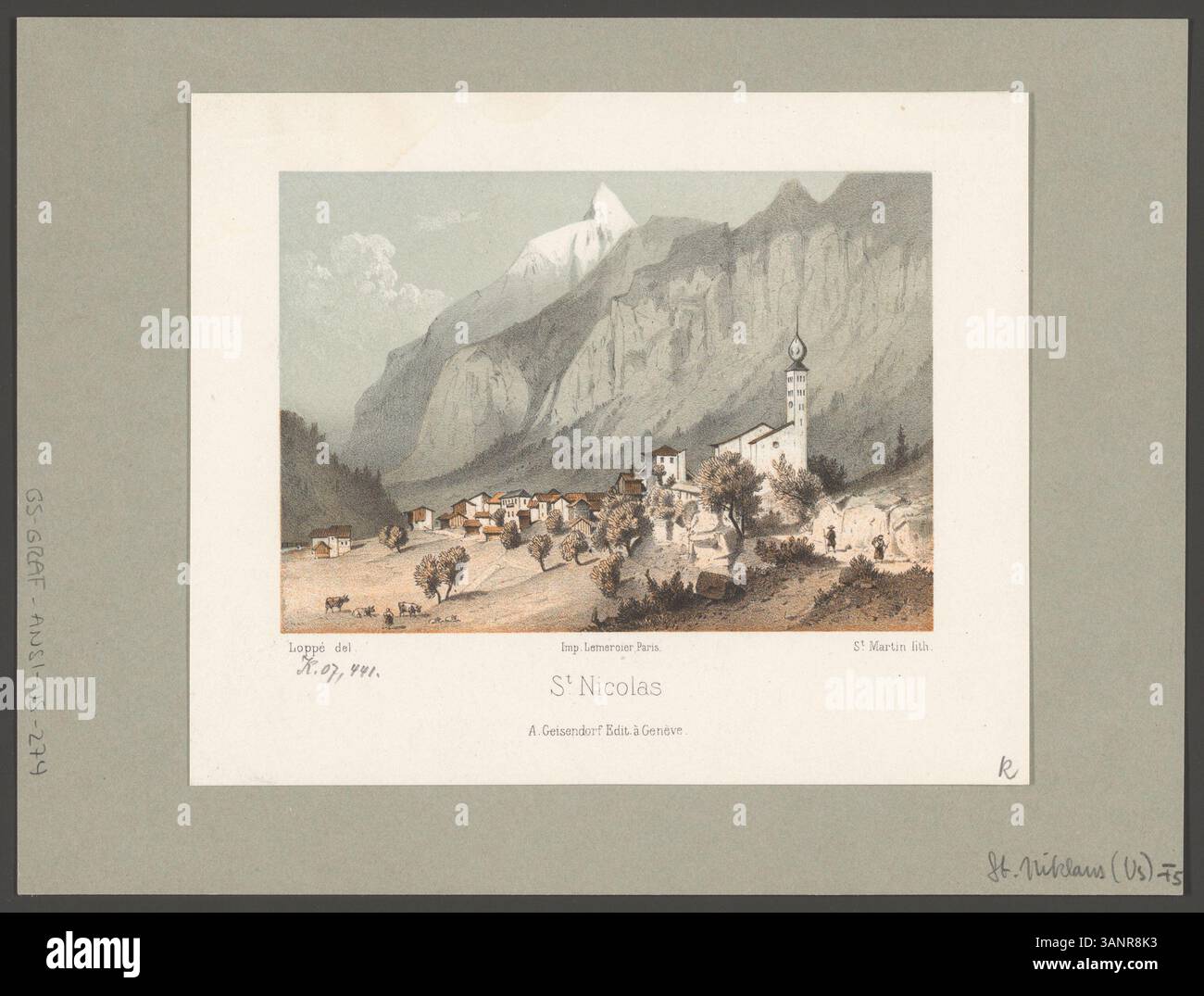 This circa 1860 lithograph by Gabriel Loppé illustrates the village of ...