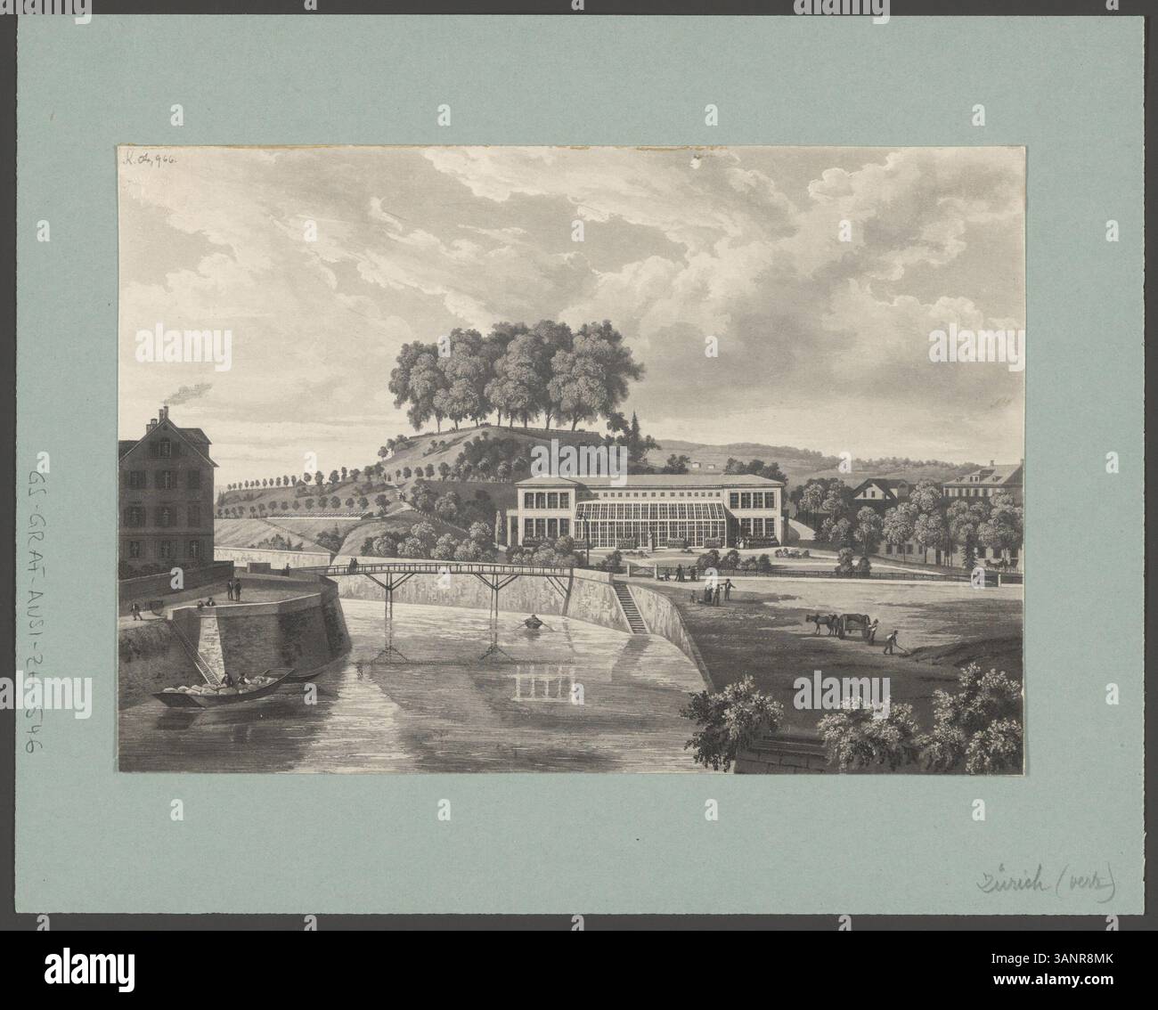 This 19th-century aquatint print depicts the old botanical garden in ...