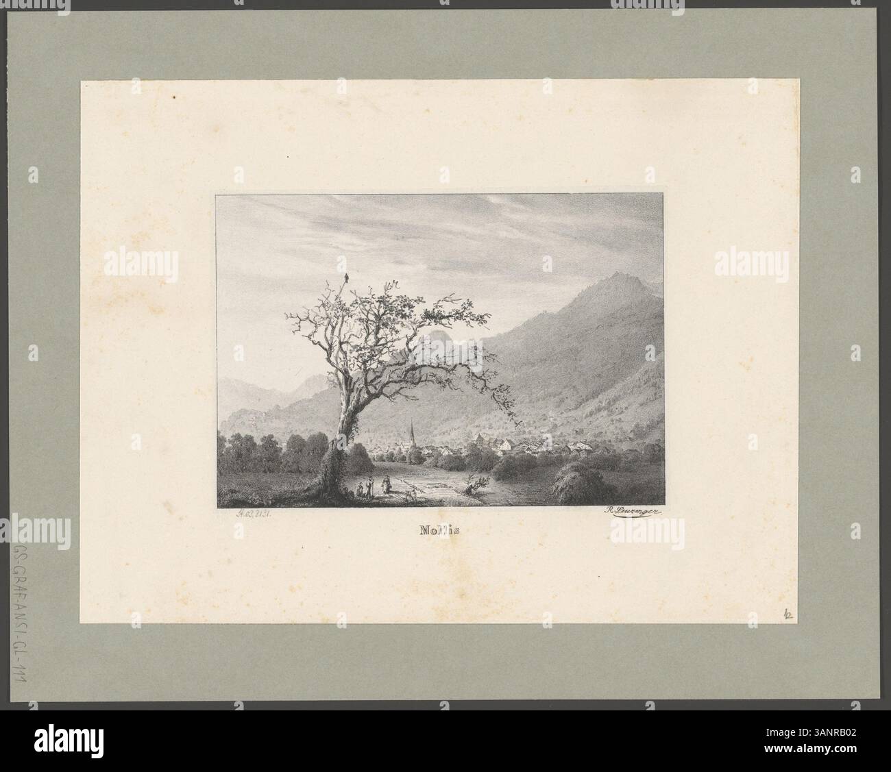 A lithograph by Rudolf Leuzinger from circa 1858 depicting the view of ...