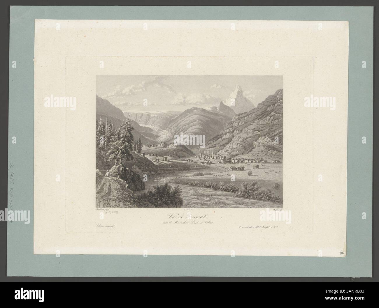 Johann Rudolf Buehlmann’s print of Zermatt and the Matterhorn, made between 1835 and 1845. This ...