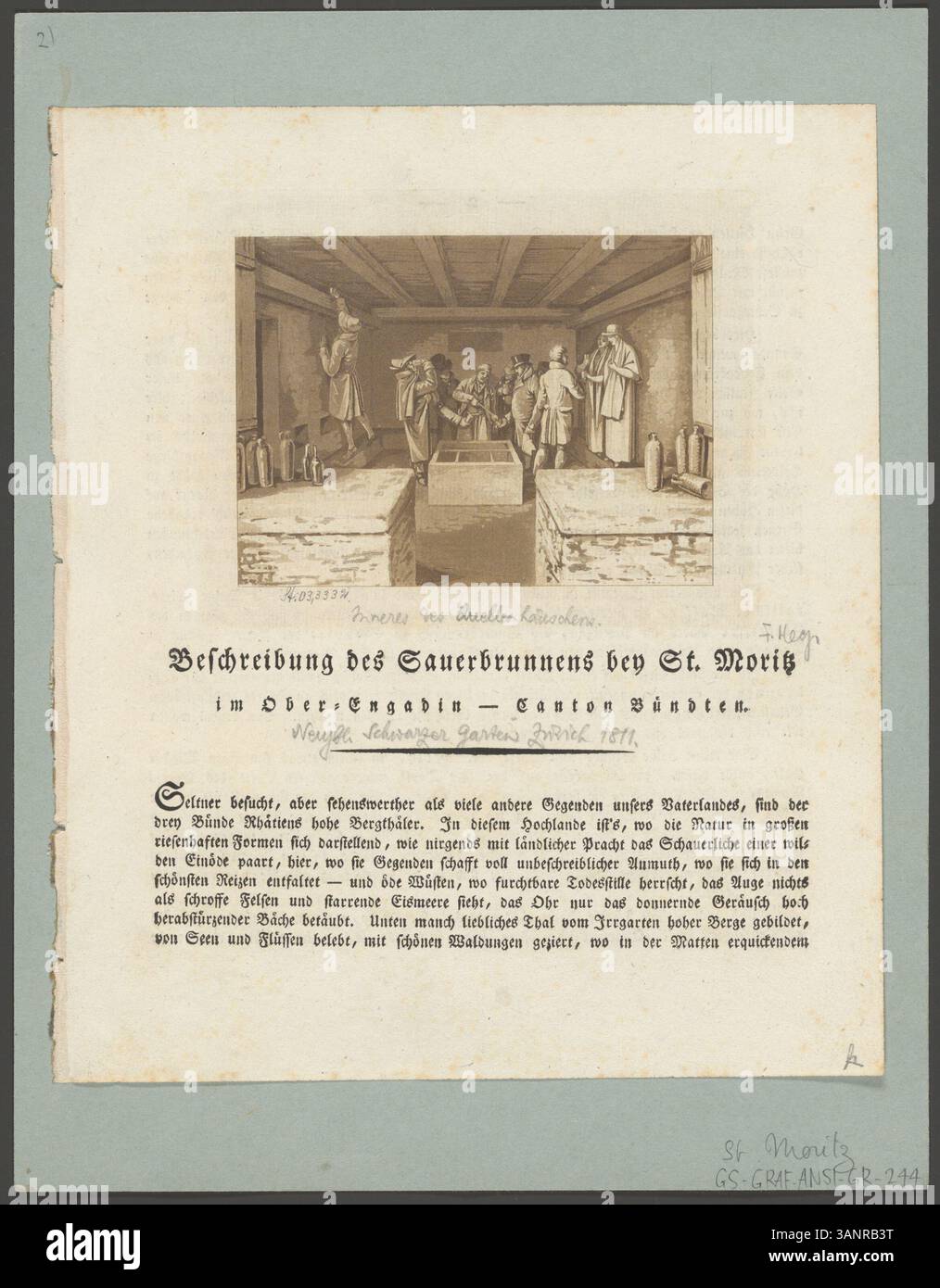 This 1810 aquatint and etching by Franz Hegi depicts the Sauerbrunnen ...