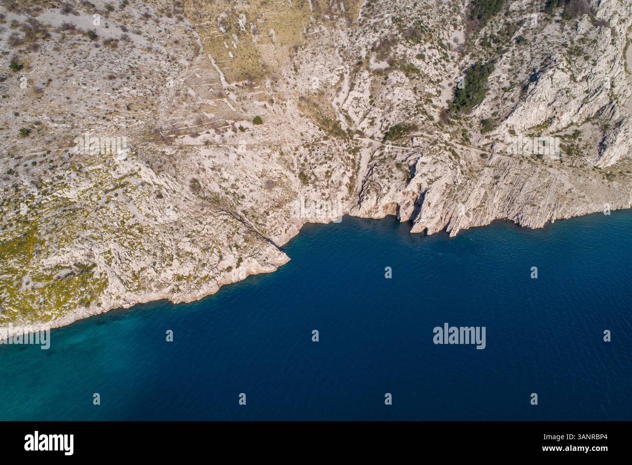 Aerial view of popular landmark Vruja near Makarska with Biokovo ...