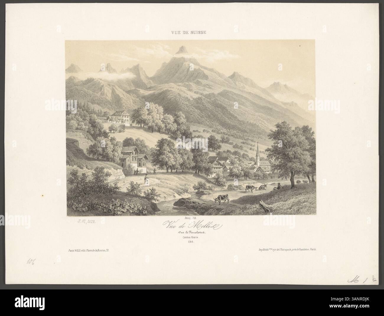 An early lithograph by Isidore Laurent Deroy depicting the view of ...