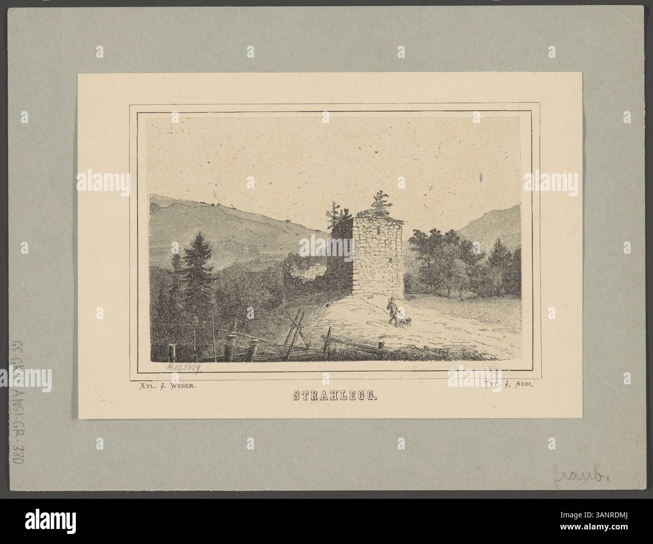 A wood engraving by Johannes Weber from 1870, showing the Strahlegg ...