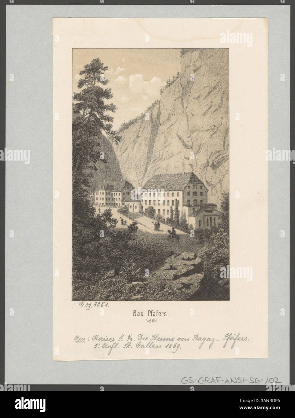 This 1869 lithograph by J. Fr. Kaiser shows a scene from Bad Pfäfers in ...