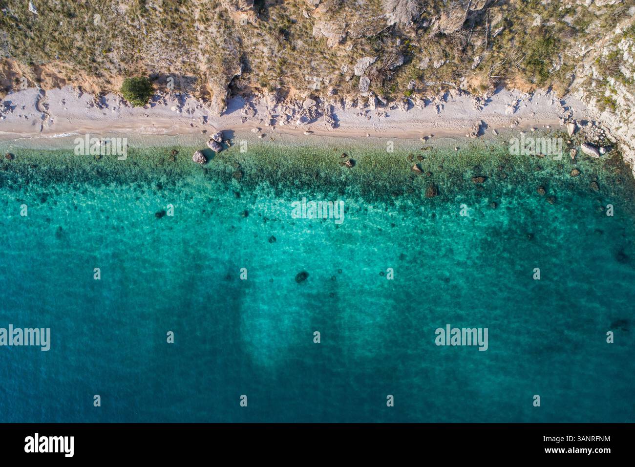 Aerial view of popular landmark Vruja near Makarska with Biokovo ...