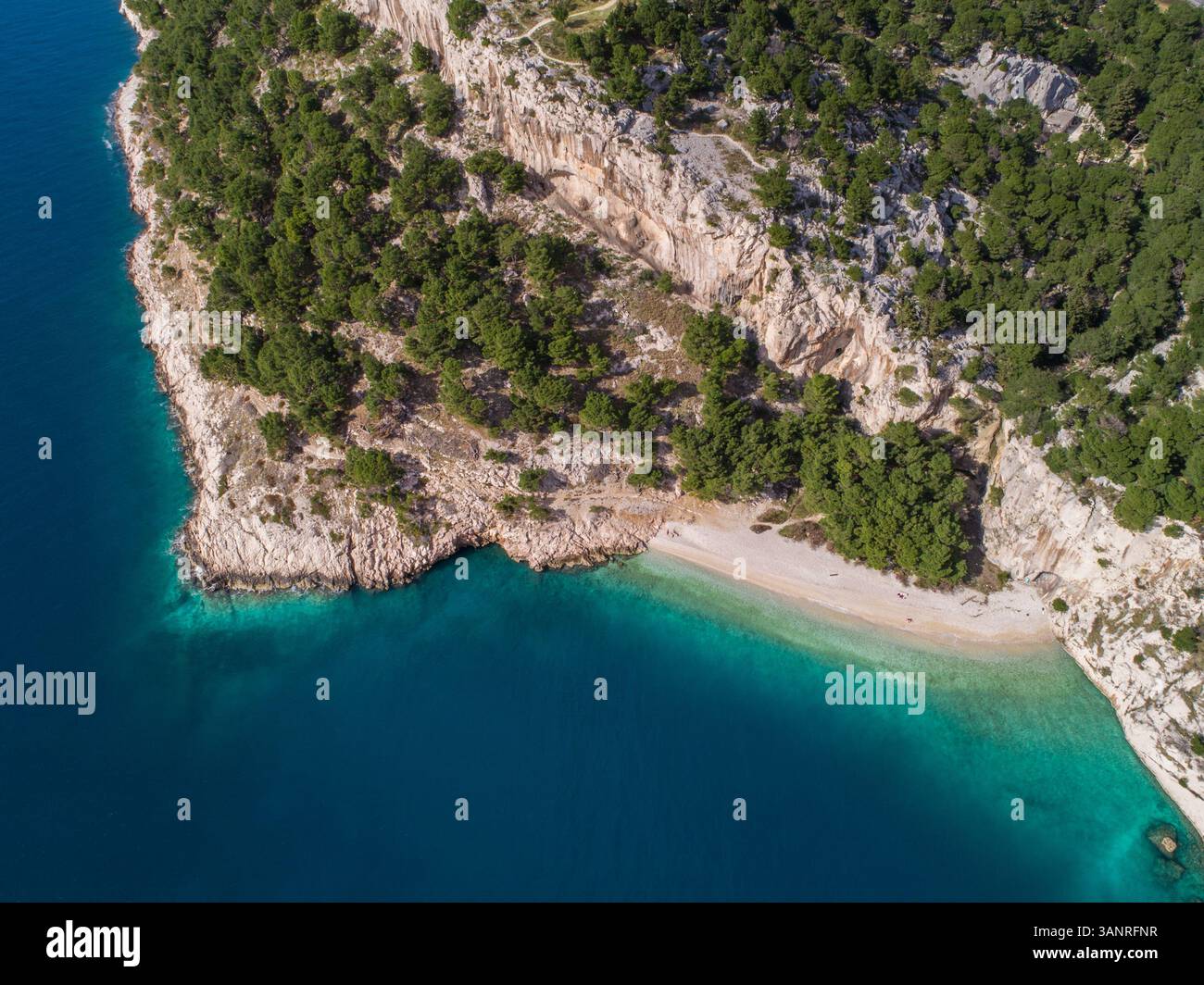 Aerial view of famous Nugal beach near the city of Makarska in Dalmatia ...
