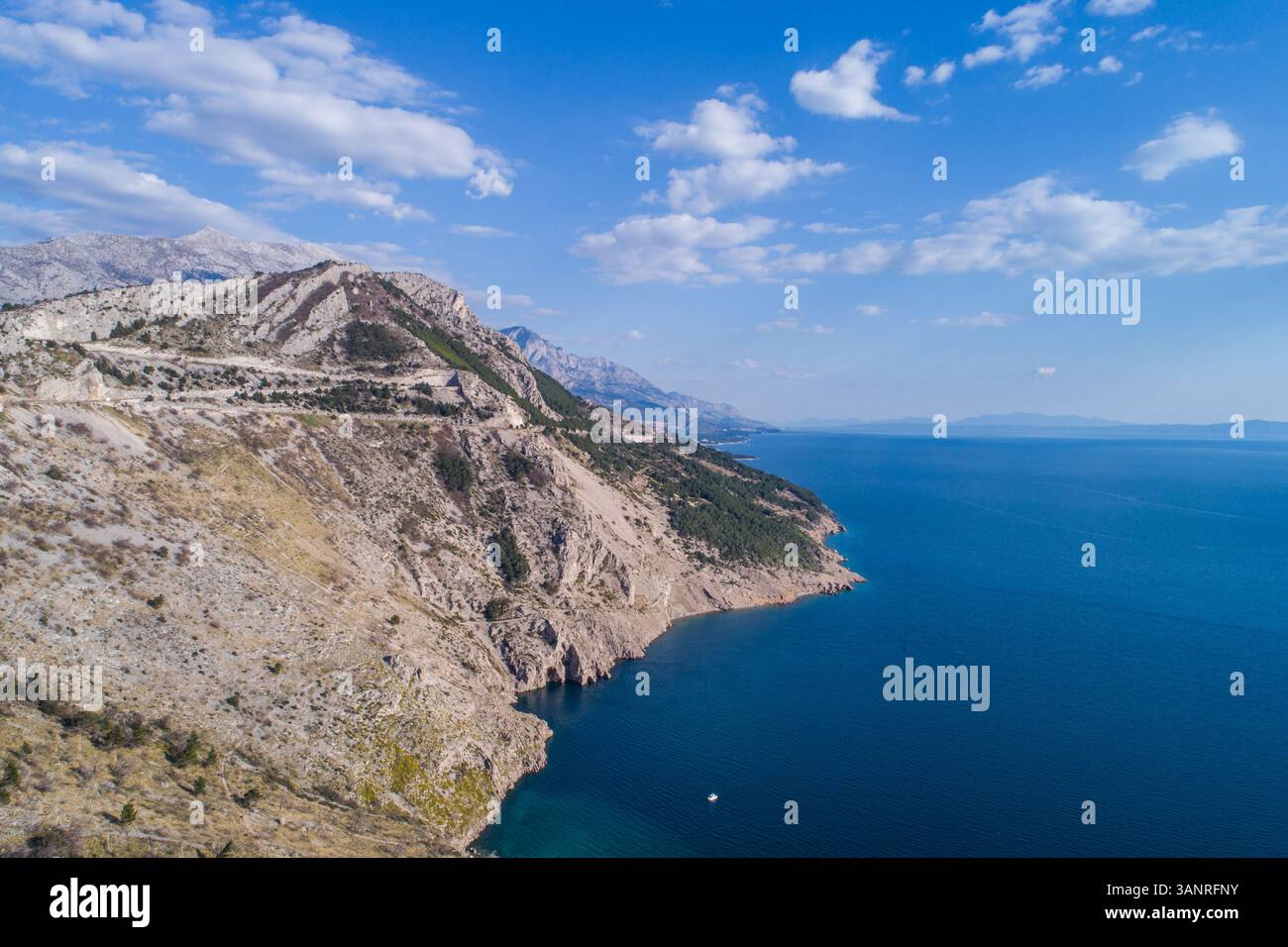 Aerial view of popular landmark Vruja near Makarska with Biokovo ...