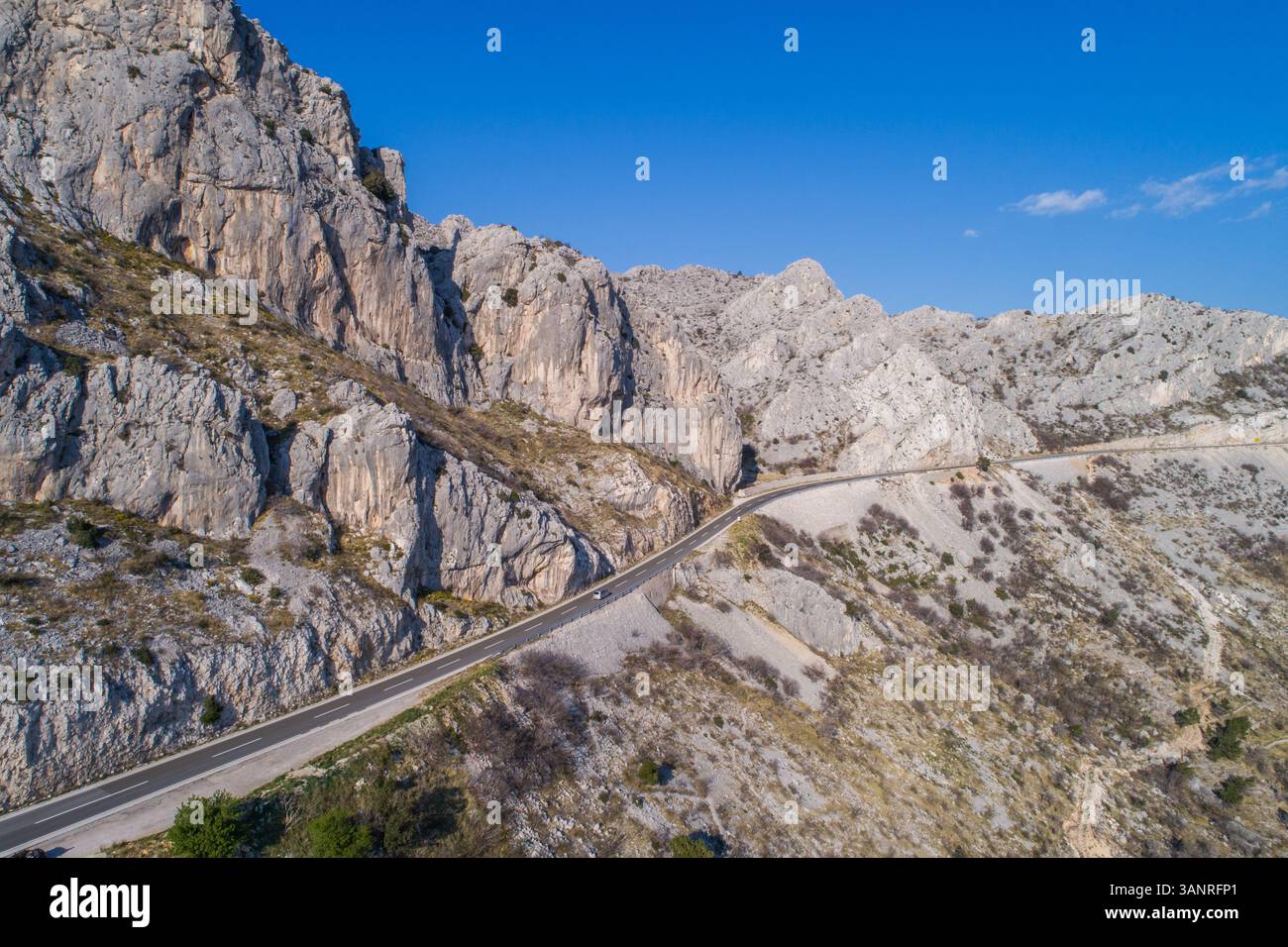 Aerial view of popular landmark Vruja near Makarska with Biokovo ...
