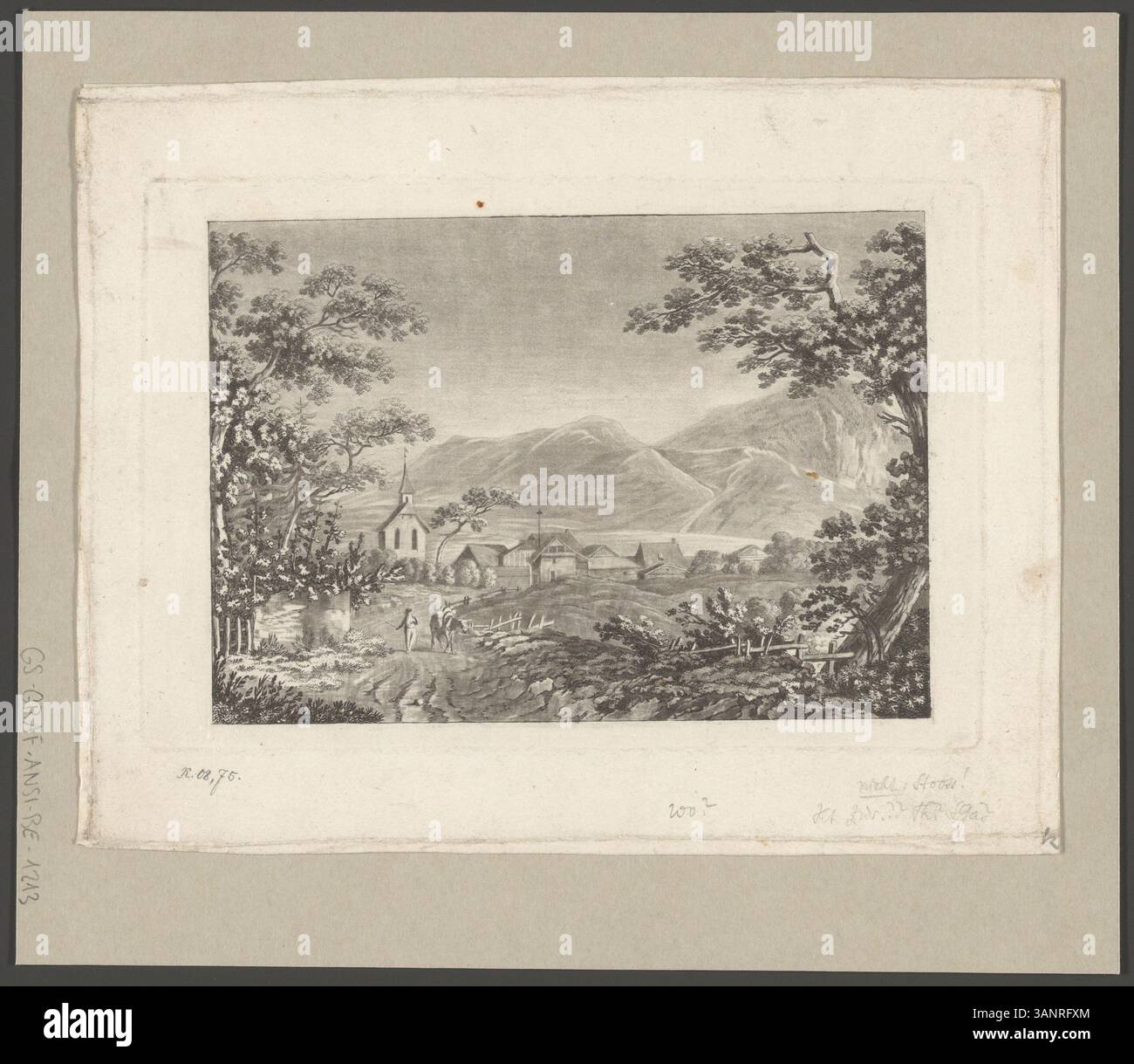 An 1809 etching and aquatint print depicting a picturesque view of the ...
