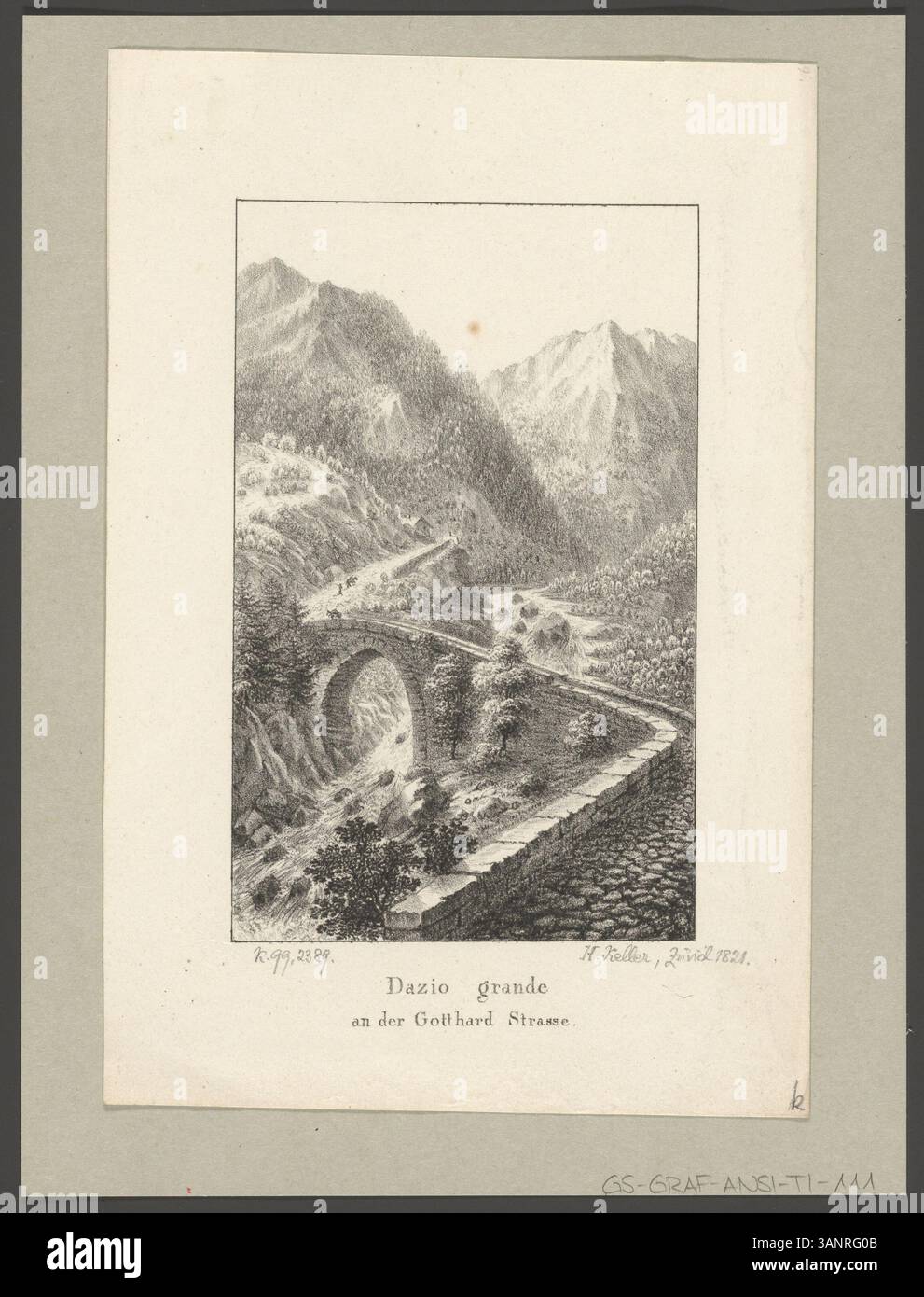 This lithograph, created in 1821 by H. Keller, depicts Dazio Grande, a ...